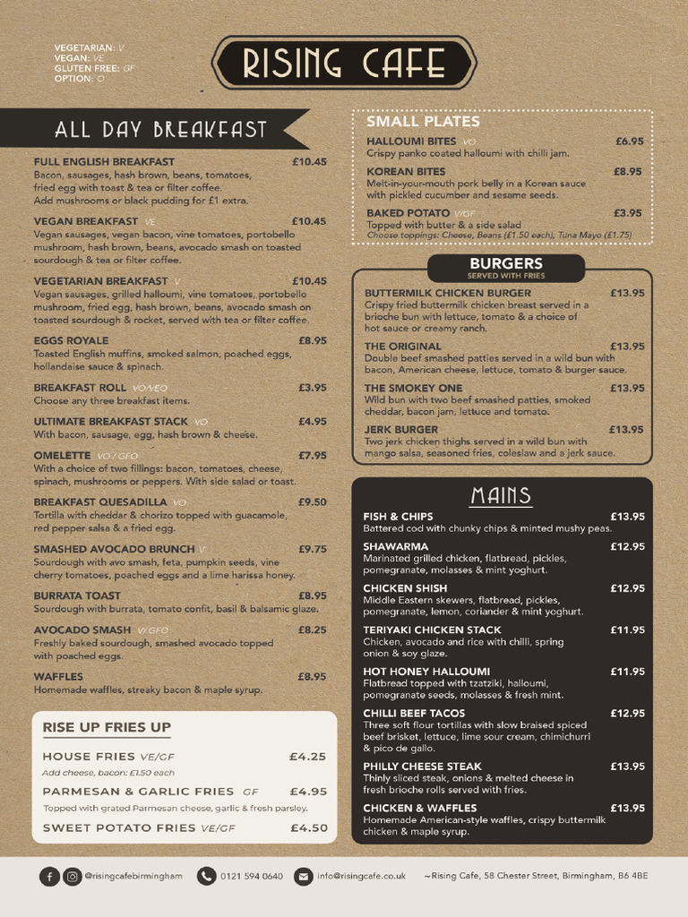 Rising Cafe Menu March 2025 Web | PDF