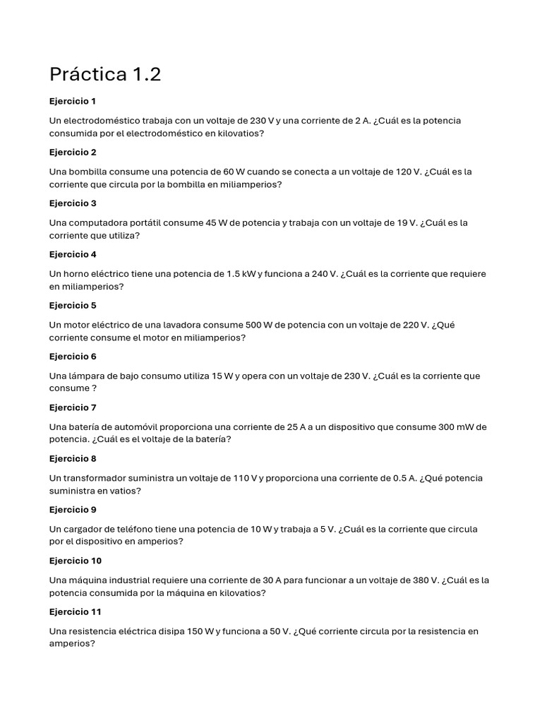 EAE Práctica 1 - 2 | PDF | Poder (Física) | Vatio