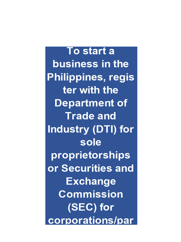 Starting a Business in the Philippines | PDF