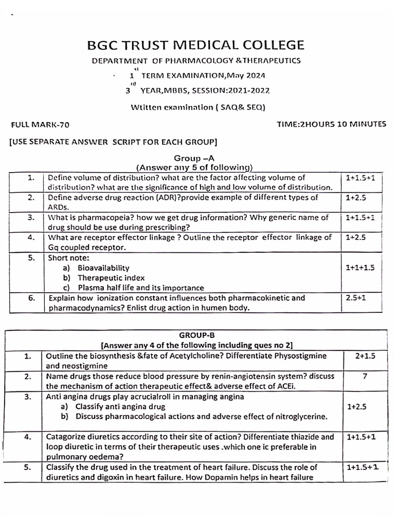 First and Second Term Questions Cmu All Clgs | PDF