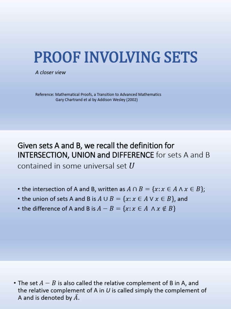 Proof Involving Sets Mat 106a | PDF | Theorem | Mathematical Proof