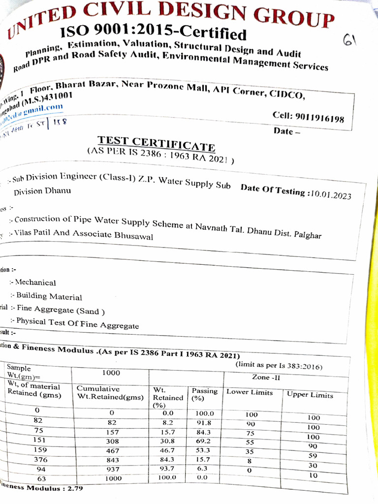 Material Testing Report - Sand - Navnath | PDF