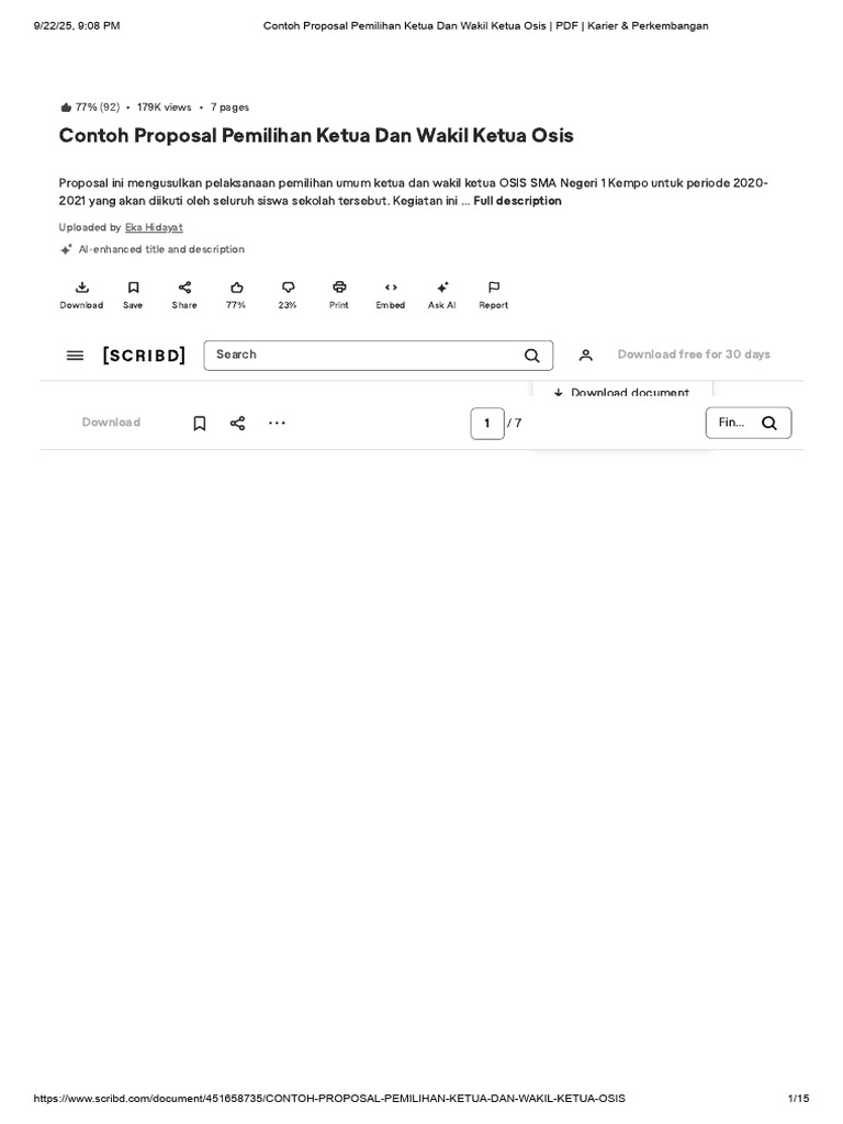 Contoh Proposal Pemilihan Ketua Dan Wakil Ketua Osis - PDF - Karier & Perkembangan | PDF