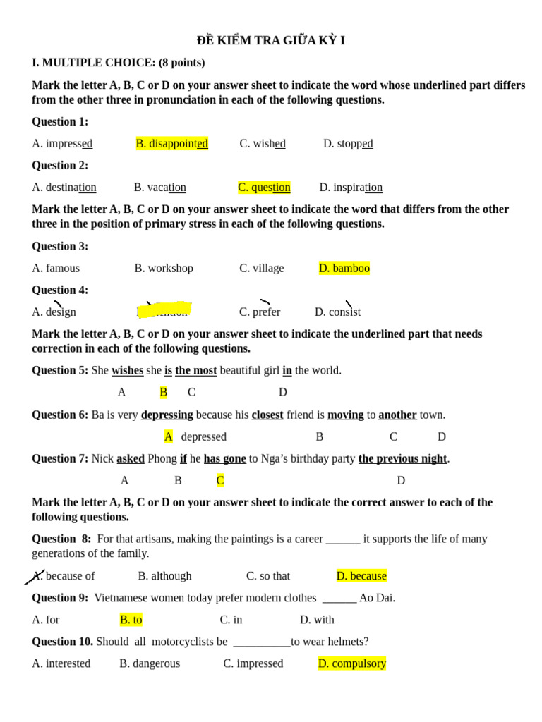 Midterm Exam: English Language Skills | PDF | Jeans | Bullying