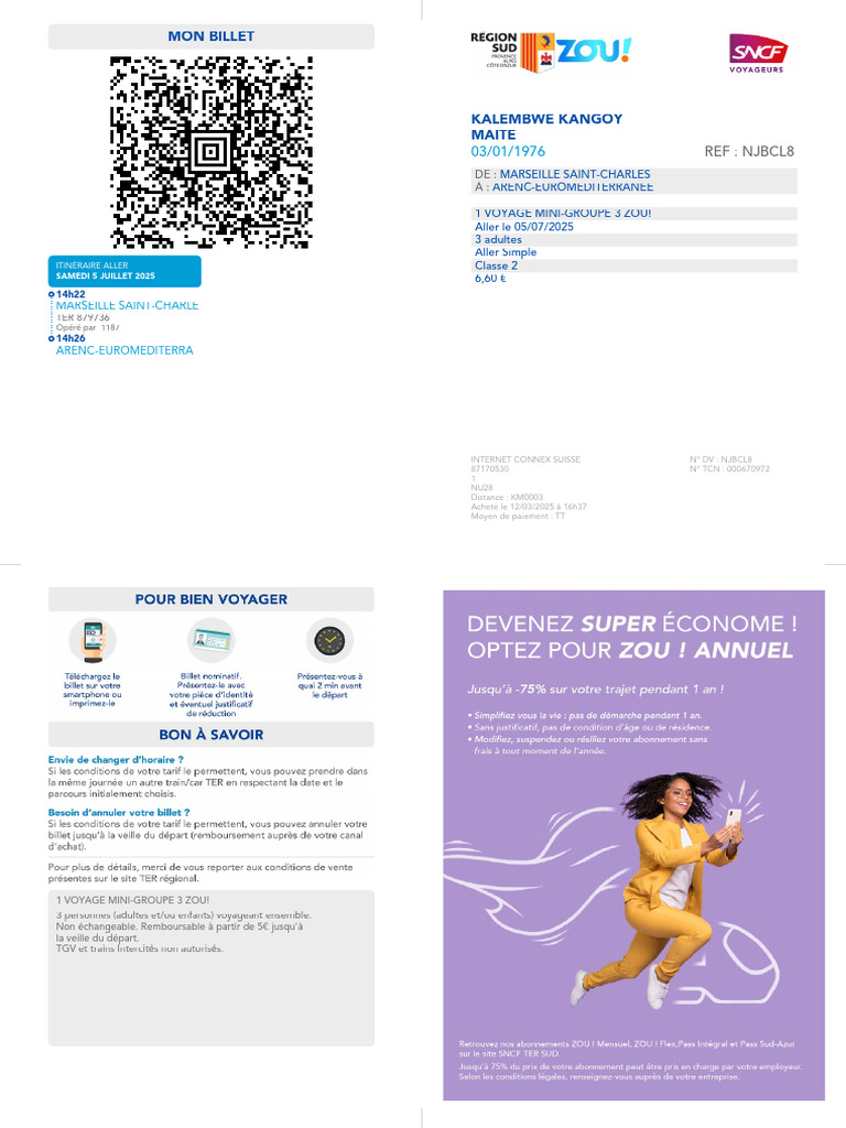 Billet Sncf:6 | PDF
