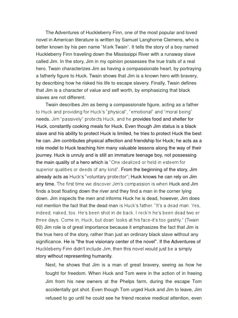 Huck Finn Literary Analysis | PDF | Huckleberry Finn | Adventures Of ...