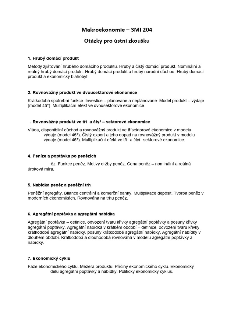Otazky Pro Ustni Zkousku 3MI204 | PDF