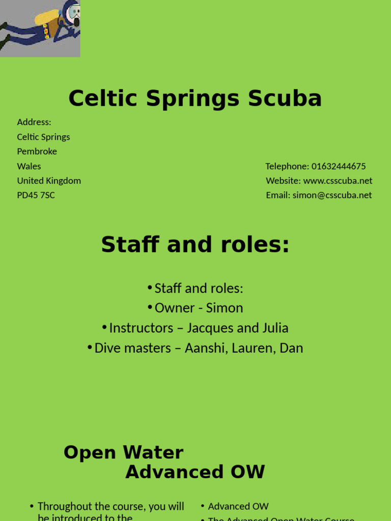 Celtic Springs Scuba | PDF | Scuba Diving | Underwater Diving