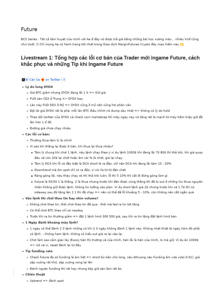 Future: Livestream 1: T NGH Pcácl Ic B NC A Trader M I Ingame Future, Cách KH CPH C Và NH NG Tip ...