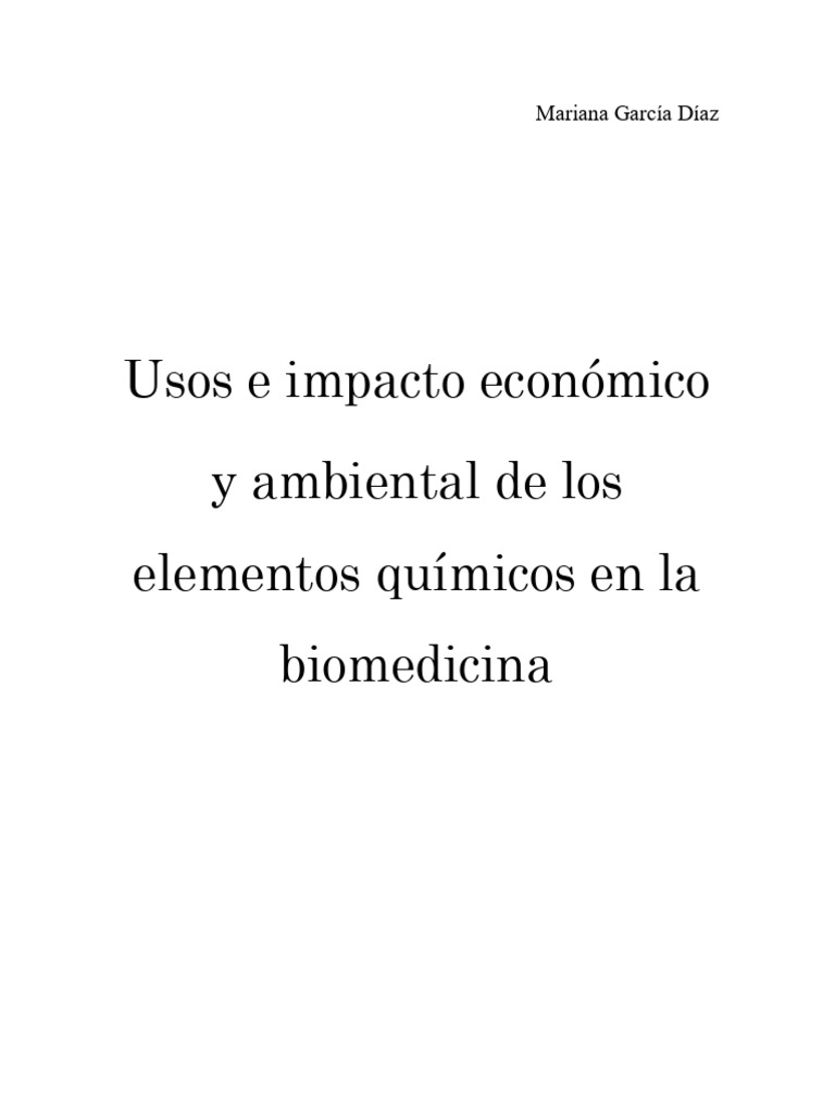 Usos e Impacto Economico y Ambiental de Los Elementos Químicos en La ...