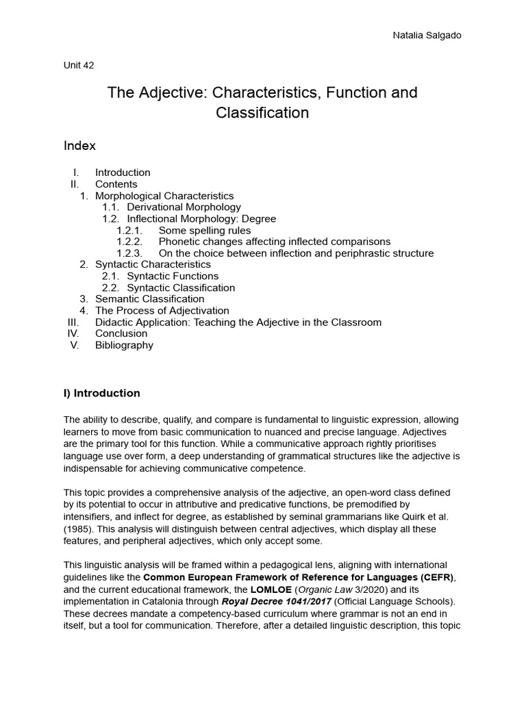 Understanding Adjectives: Types and Teaching | PDF | Adjective ...