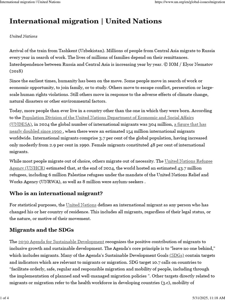 Global Trends in International Migration | PDF | Human Migration ...