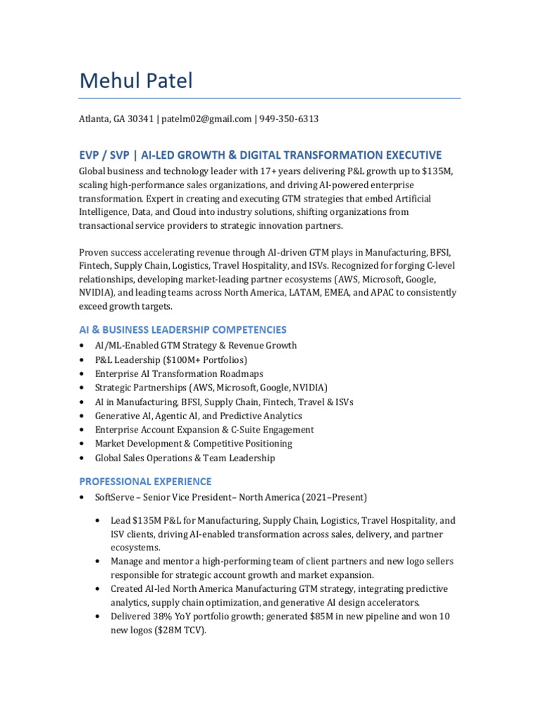 Mehul Patel Resume 2025 | PDF | Artificial Intelligence | Intelligence ...