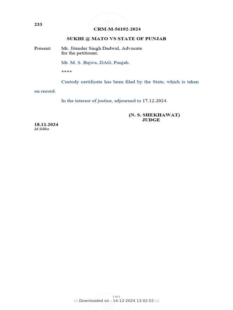 CRM-M 56192 2024 18 11 2024 Interim Order | PDF