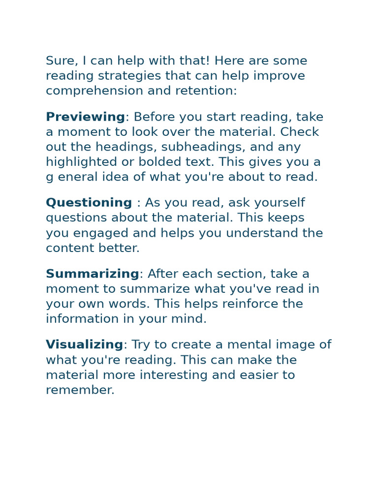 Reading Strategy | PDF