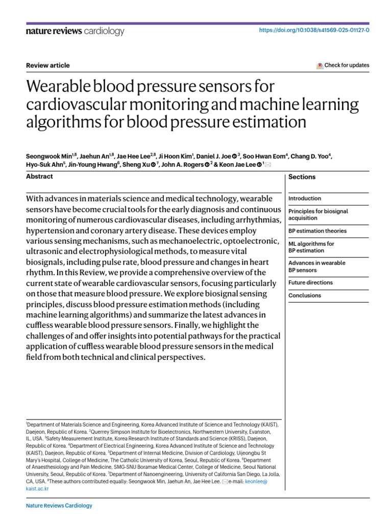 Seongwook Min Wearable Blood Pressure Sensors For | PDF ...