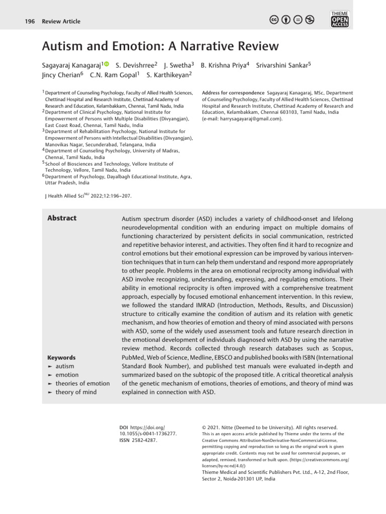Autism and Emotion: A Narrative Review | PDF | Autism | Emotions