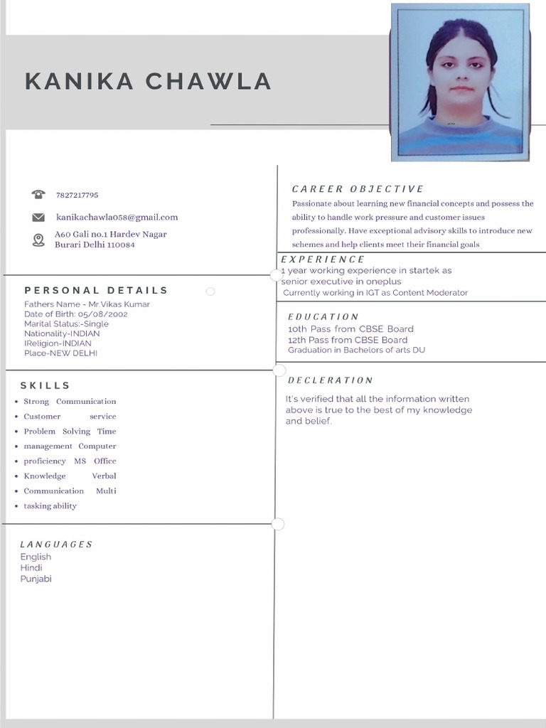 Kanika Chawla Resume PDF | PDF