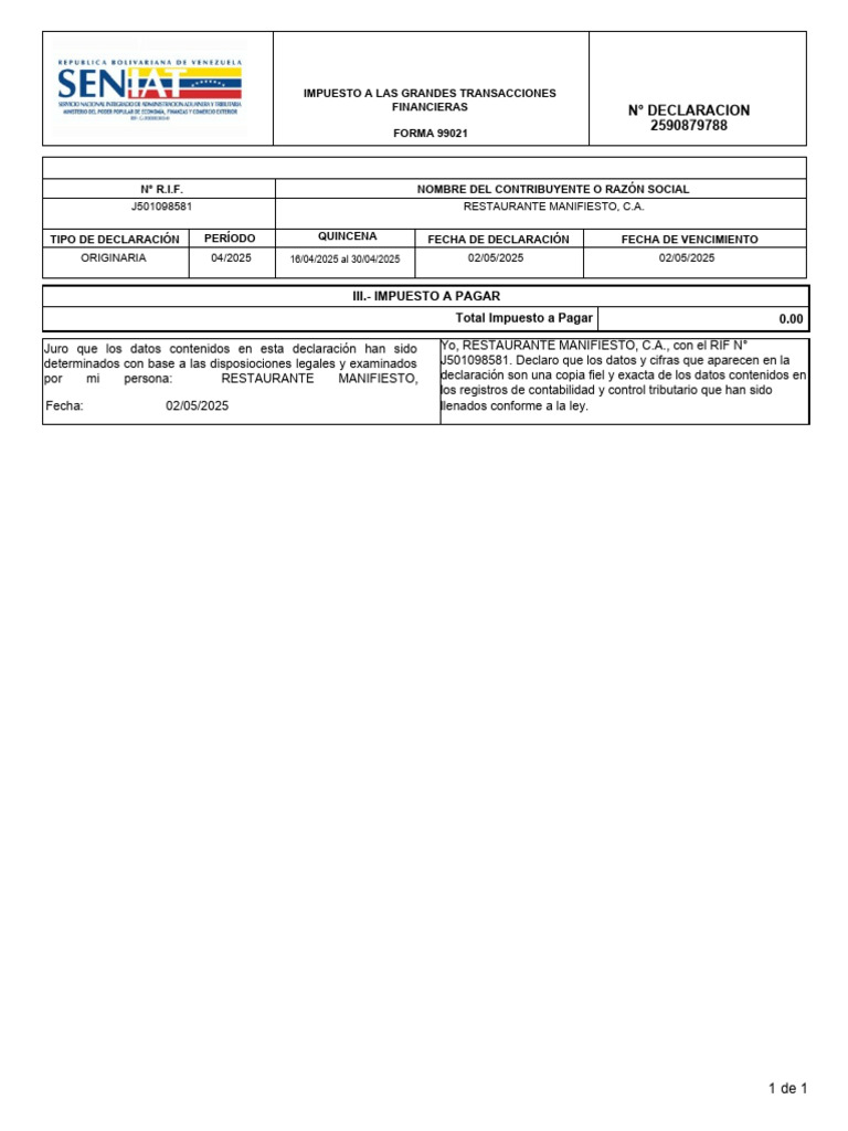 Forma IGTF - 2590879788 | PDF