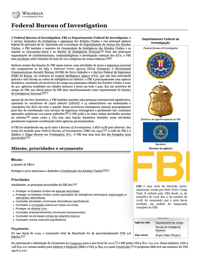 Federal Bureau of Investigation | PDF | Departamento Federal de ...