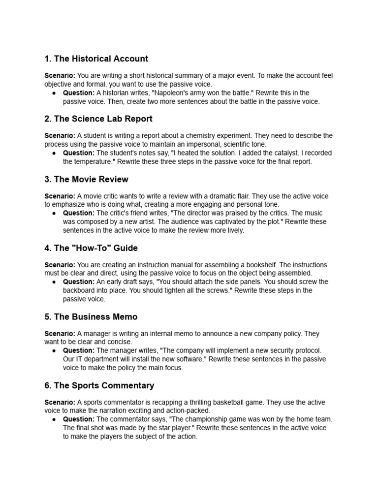 Voice Usage in Various Writing Scenarios | PDF