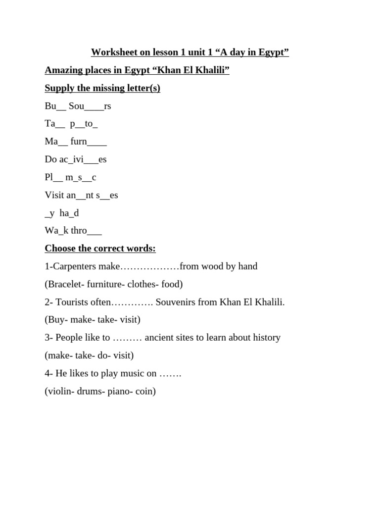 Worksheet On Lesson 1 Unit 1 Grade 6 | PDF | Linguistics