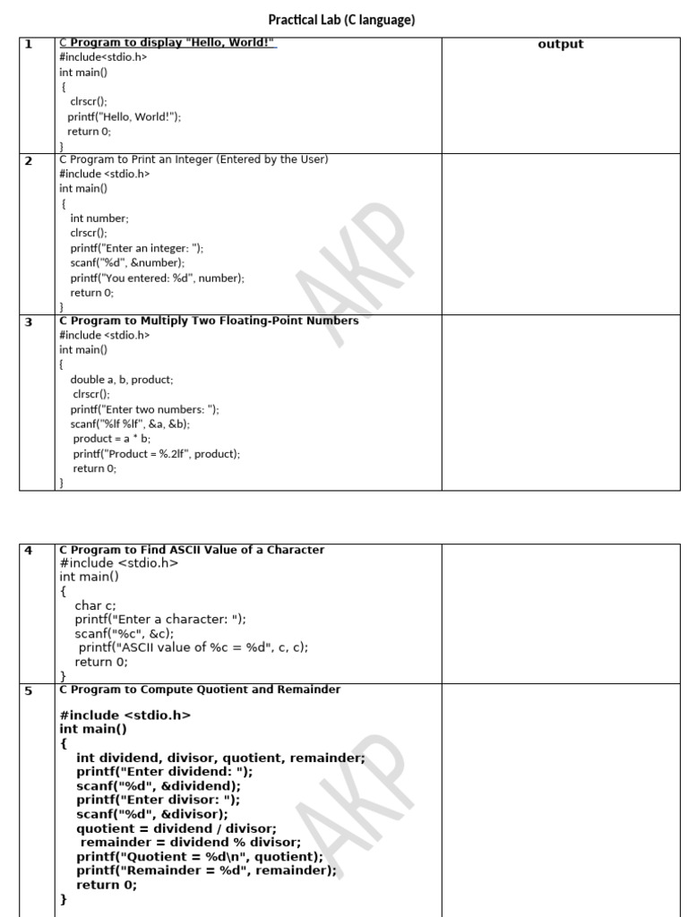 Practical C programimg | PDF | Division (Mathematics) | Integer (Computer Science)