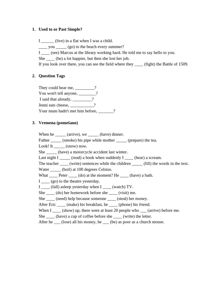 English Grammar: Tenses & Question Tags | PDF