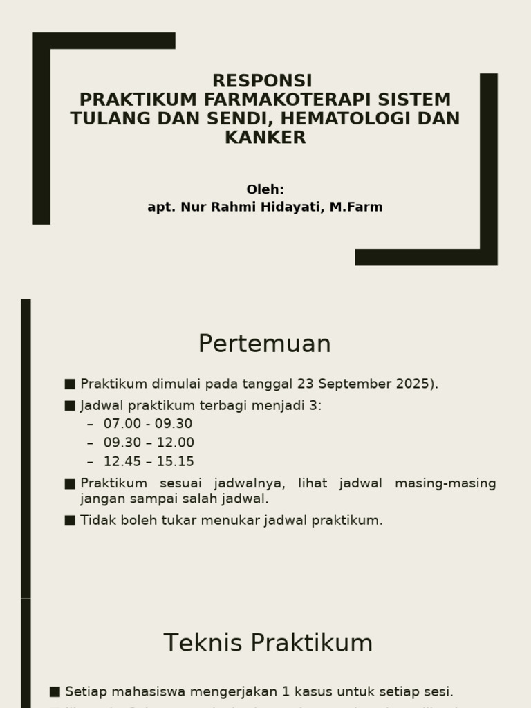 Responsi Praktikum Farmakoterapi Sistem Tulang Dan Sendi, Hematologi ...