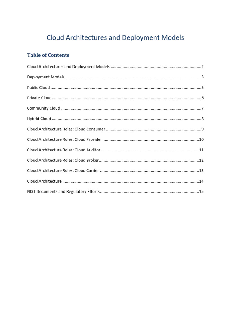 Cloud Architectures and Deployment Models | PDF | Cloud Computing | Audit