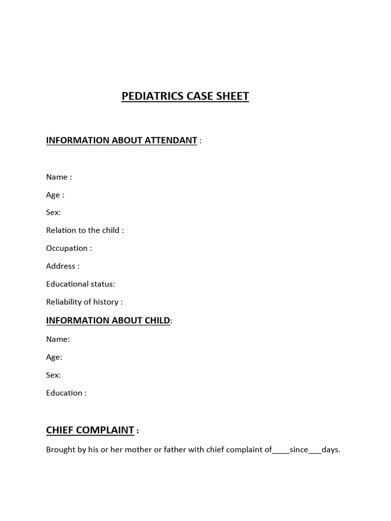 PEDIATRIC Case Sheet - History 2 | PDF | Childbirth | Pregnancy