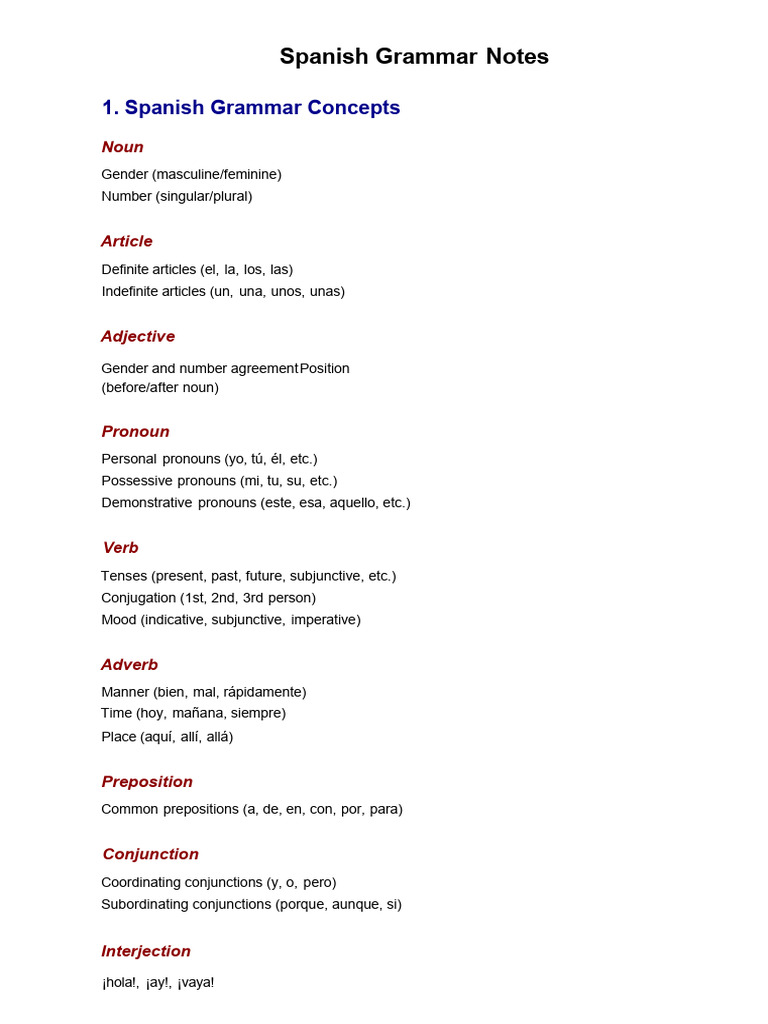 Julie Ib Spainish Grammar Notes | PDF