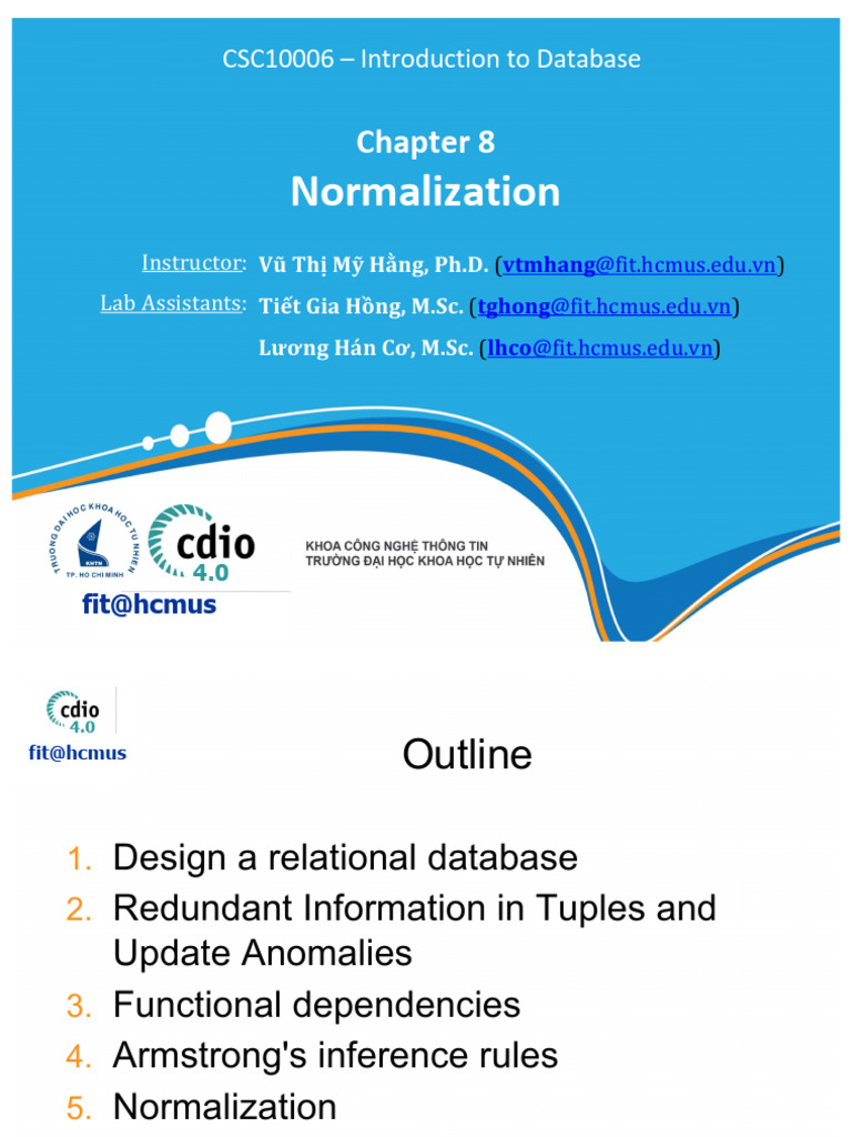 CSC10006 - Chapter 8 - Functional Dependencies and Normalization - II.2425 | PDF | Data ...