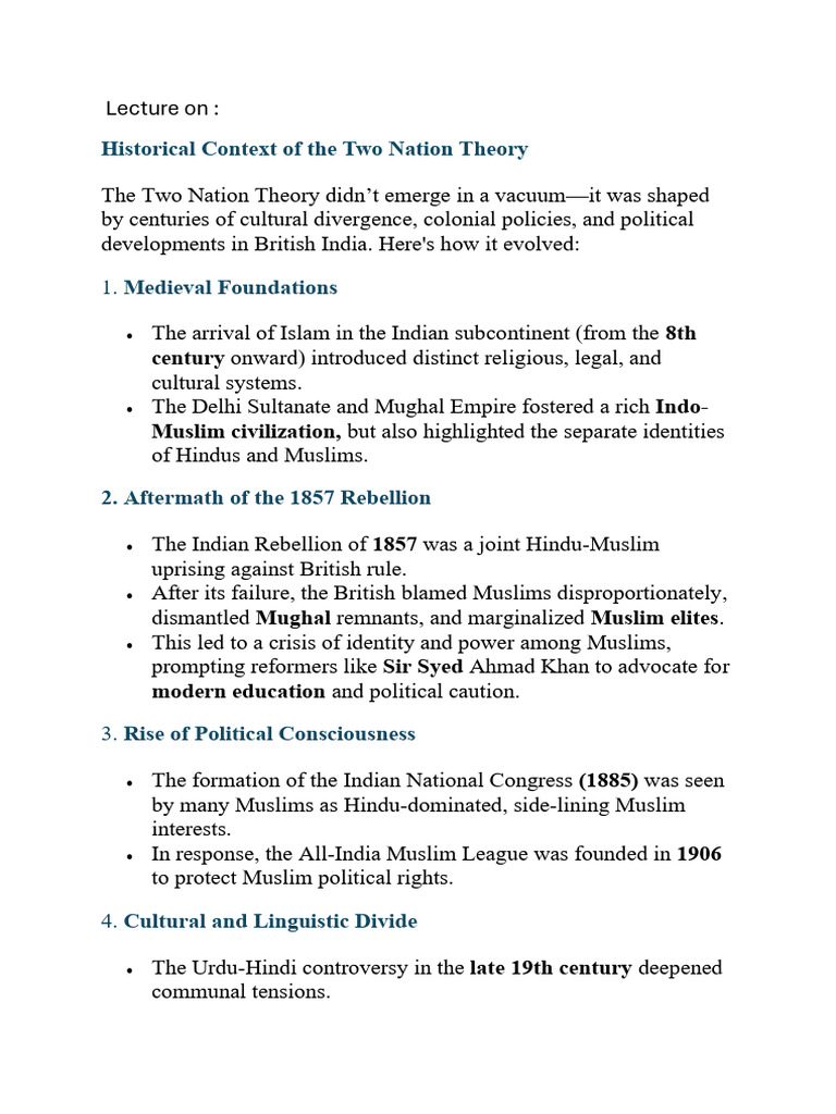 Two Nation Theory Sir Syed Ahmad | PDF | Two Nation Theory | Pakistan ...
