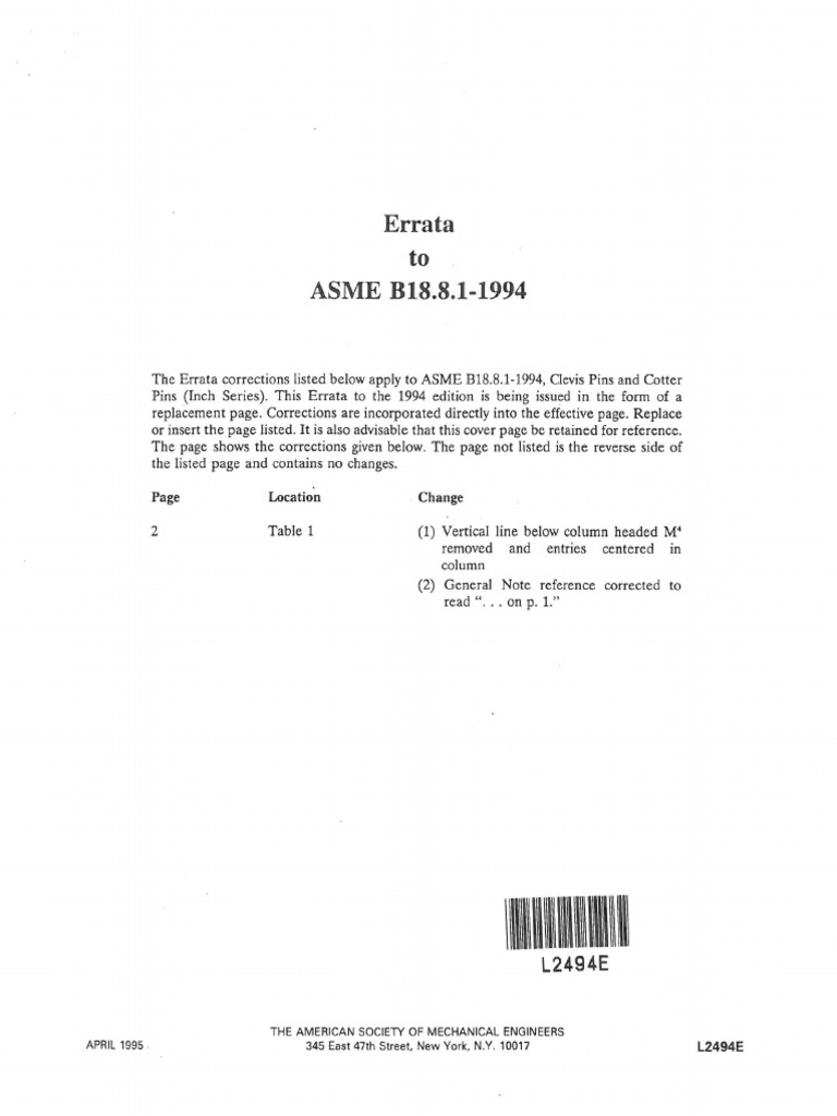 ASME B18.8.1-1994 | PDF
