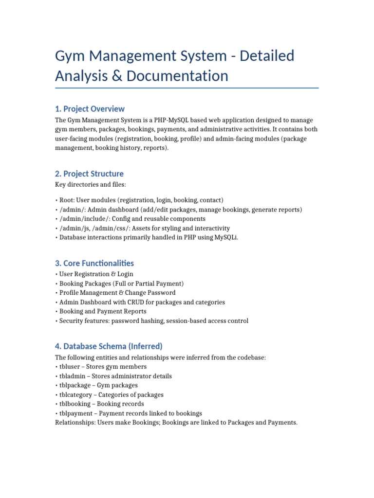 Gym Management System Analysis & Recommendations | PDF | Databases ...