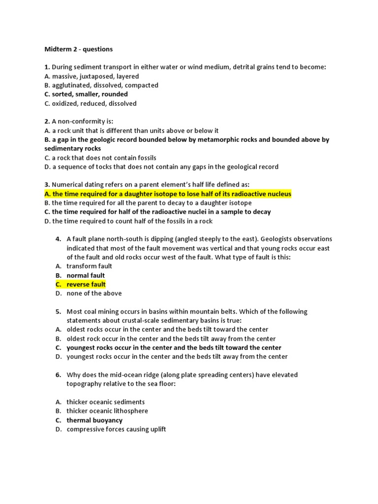 Geology Midterm Exam Prep | PDF | Plate Tectonics | Fault (Geology)