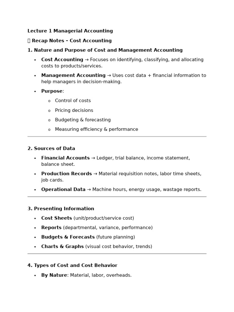 Lecture 1 Managerial Accounting | PDF | Cost Accounting | Management ...
