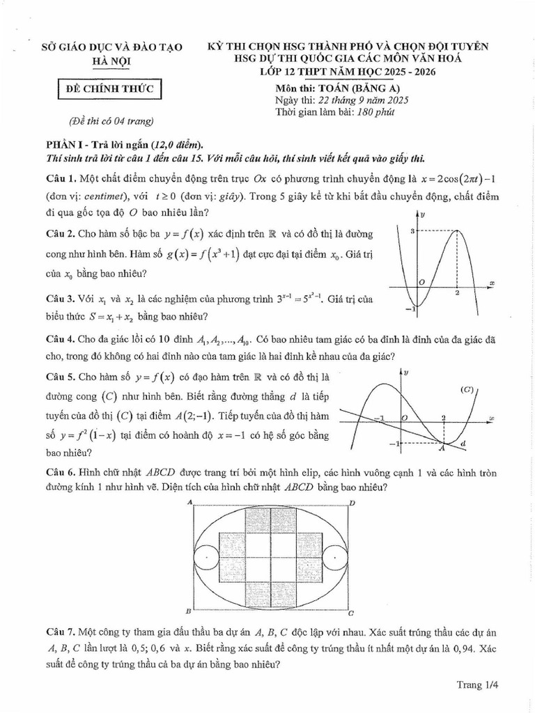 De Thi Chon Hoc Sinh Gioi Toan 12 Nam 2025 2026 So GDDT Ha Noi | PDF
