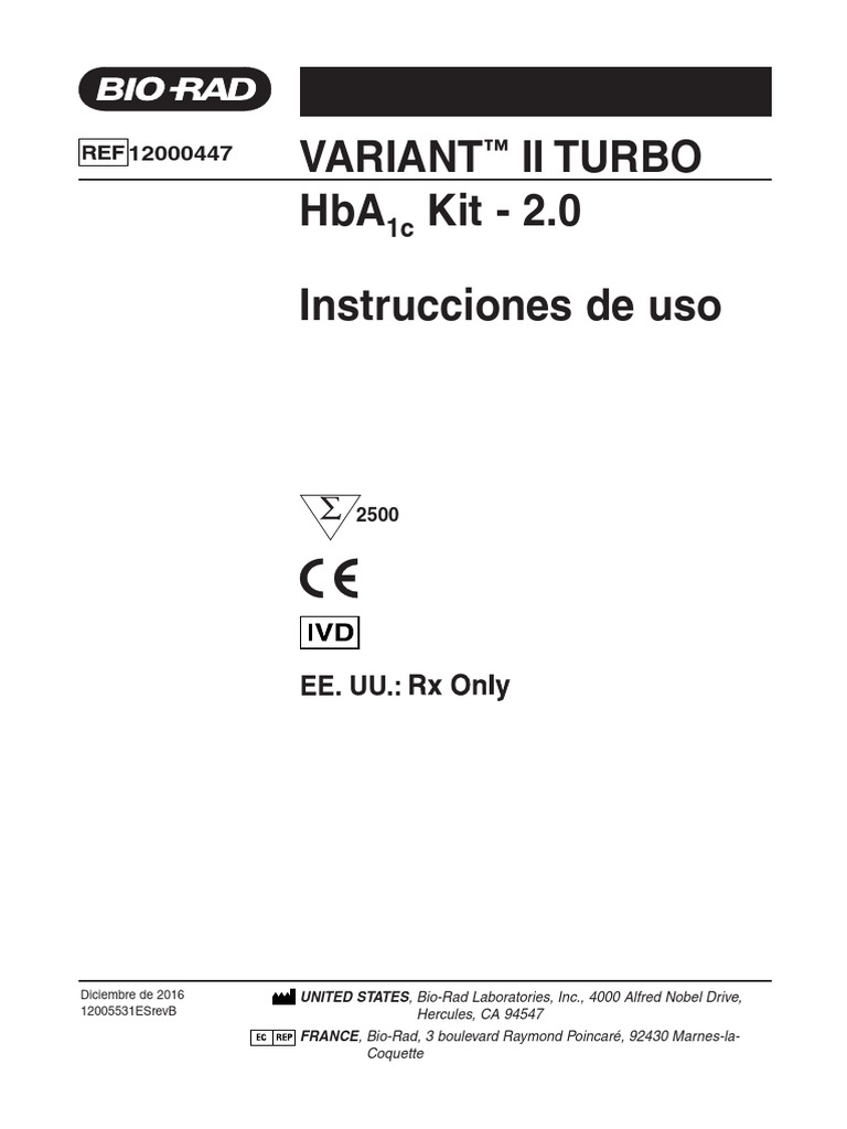 12005531ESrevB VARIANT II TURBO HbA1c Kit - 2.0 Instructions For Use ...