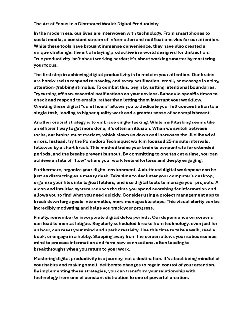 Mastering Focus in a Distracted World | PDF | Attention | Cognitive Science