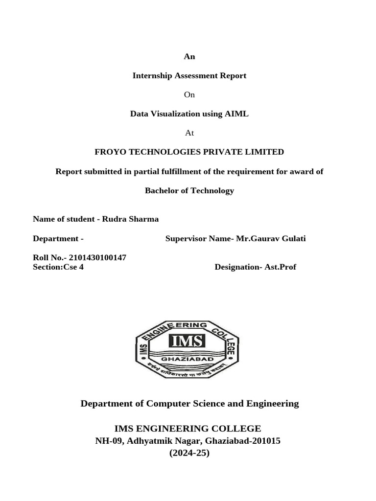 Internship Report on Data Visualization | PDF | Engineering | Knowledge