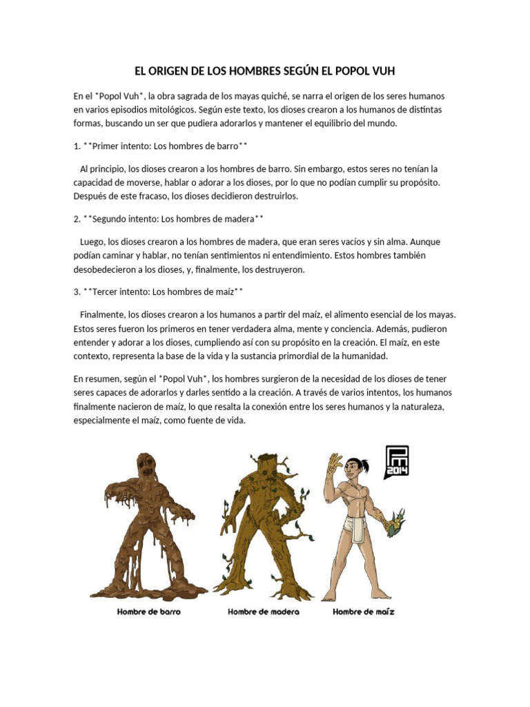 El Origen de Los Hombres Según El Popol Vuh | PDF | Deidades | Adán