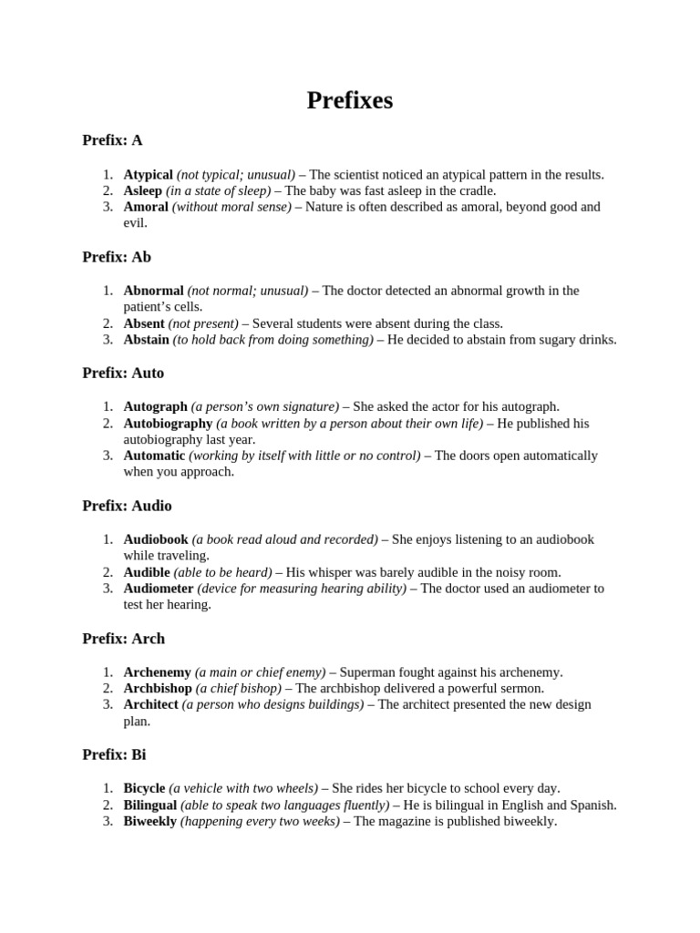Common Prefixes and Their Meanings | PDF | Psychopathy | Homogeneity ...