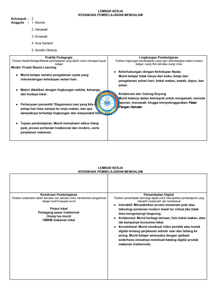 LK - Kerangka Pembelajaran Mendalam (1) | PDF