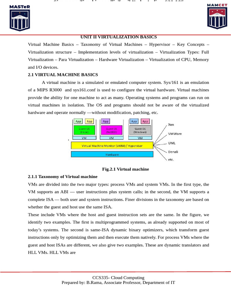 Unit Ii 1 | PDF | Virtual Machine | Virtualization