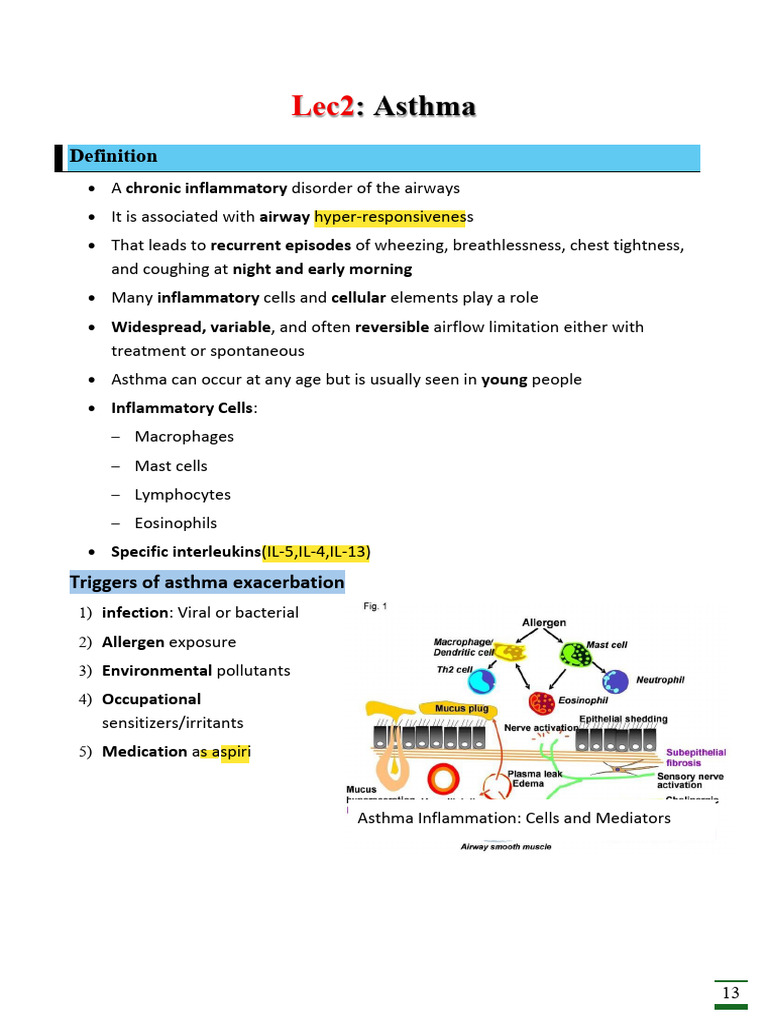 Lec2.Asthma Edited | PDF | Asthma | Allergy
