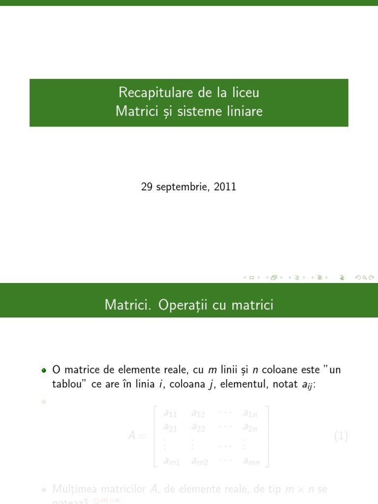 Matrici și operații liniare | PDF
