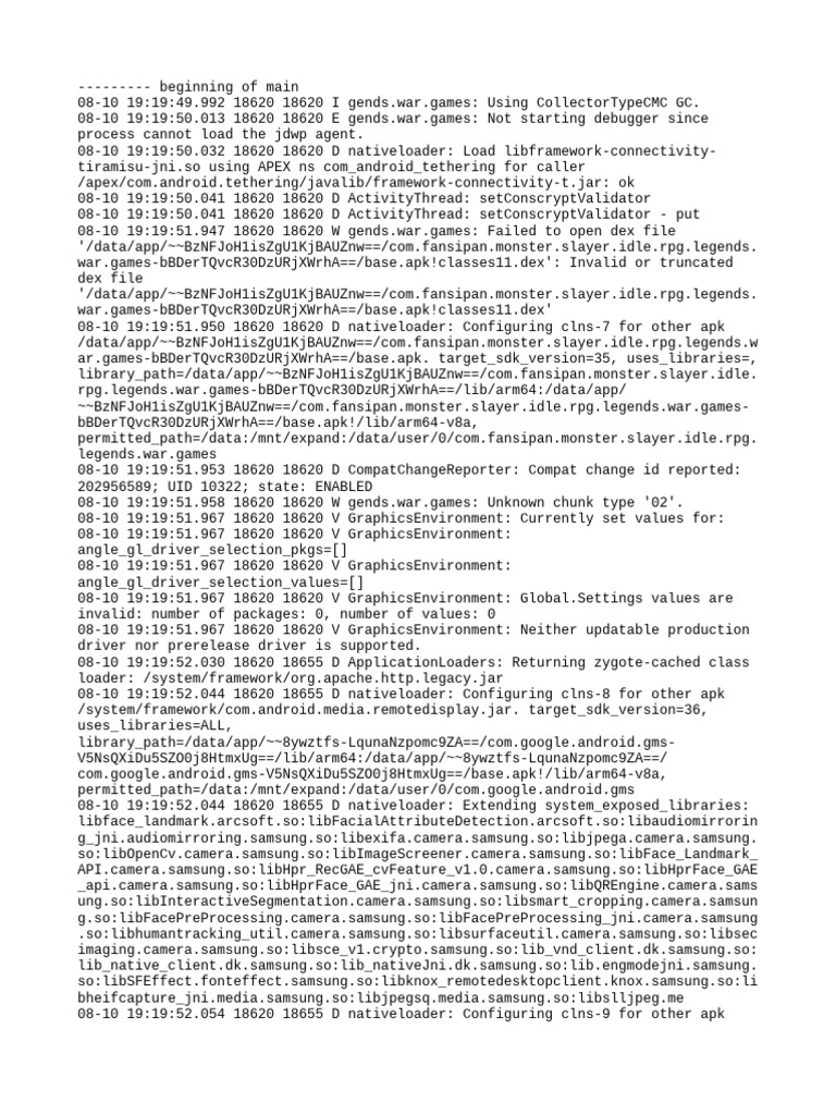 Debugging Logs for Legends War Games | PDF | Android (Operating System ...