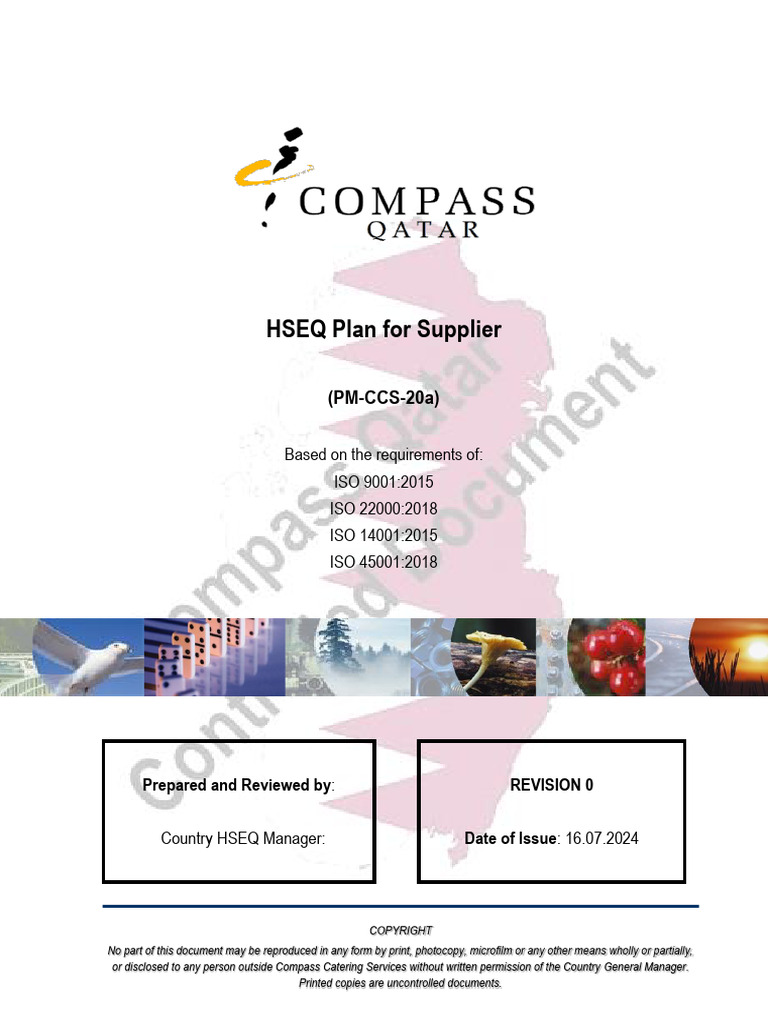 HSEQ Compliance Plan for Suppliers | PDF | Food Safety | Safety